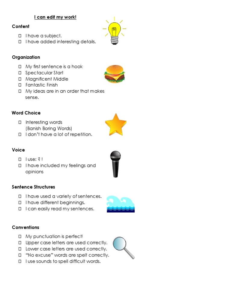 Editing Checklist for Engaging Writing | PDF | Career & Growth ...