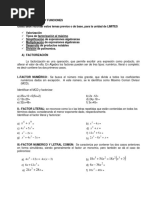 Formulario de Factorizacion | PDF | Factorización | Análisis matemático