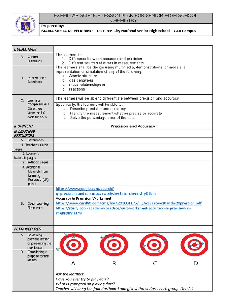 High School Chemistry Lesson Plan | PDF | Accuracy And Precision | Analysis