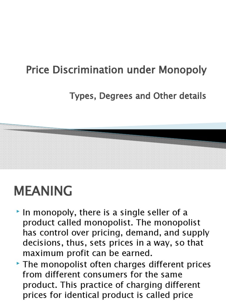Price Discrimination in Monopoly Explained | PDF | Price Discrimination ...