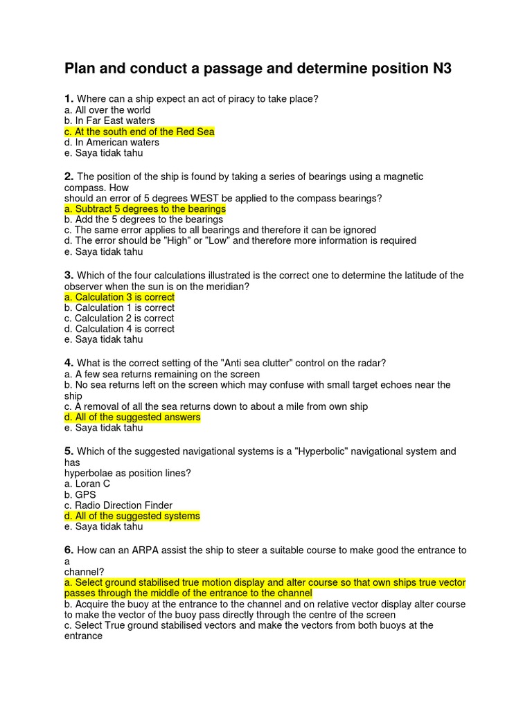 Plan and Conduct A Passage and Determine Position N3-1 | PDF ...