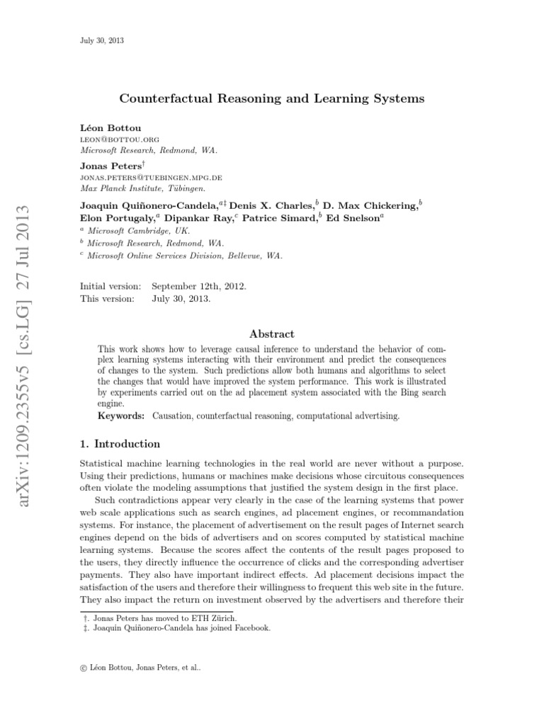 Counterfactual Reasoning and Learning Systems | PDF | Bayesian Network ...