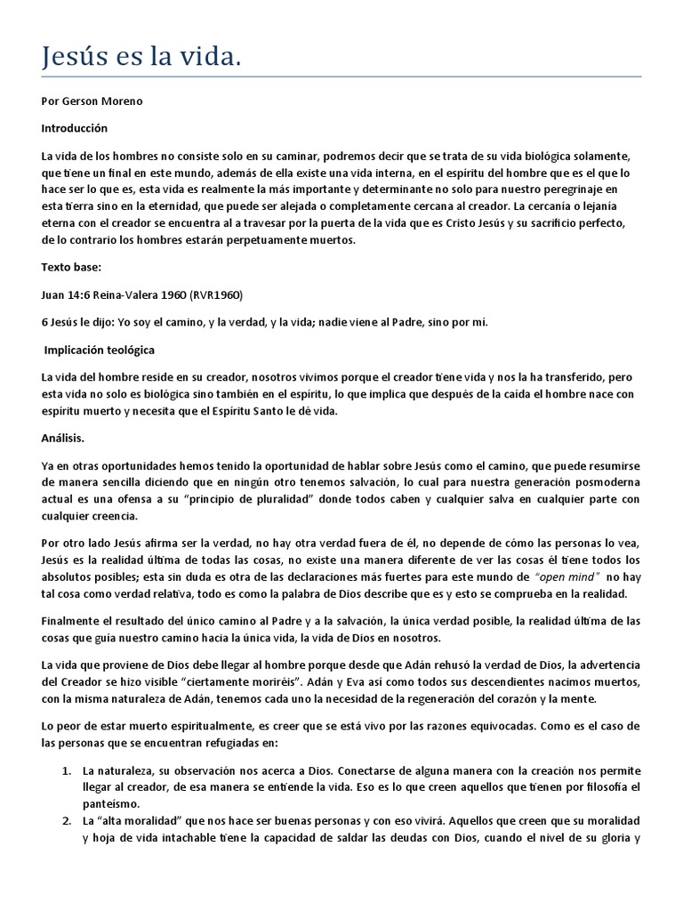 Jesús Es La Vida | PDF | Verdad | Dios