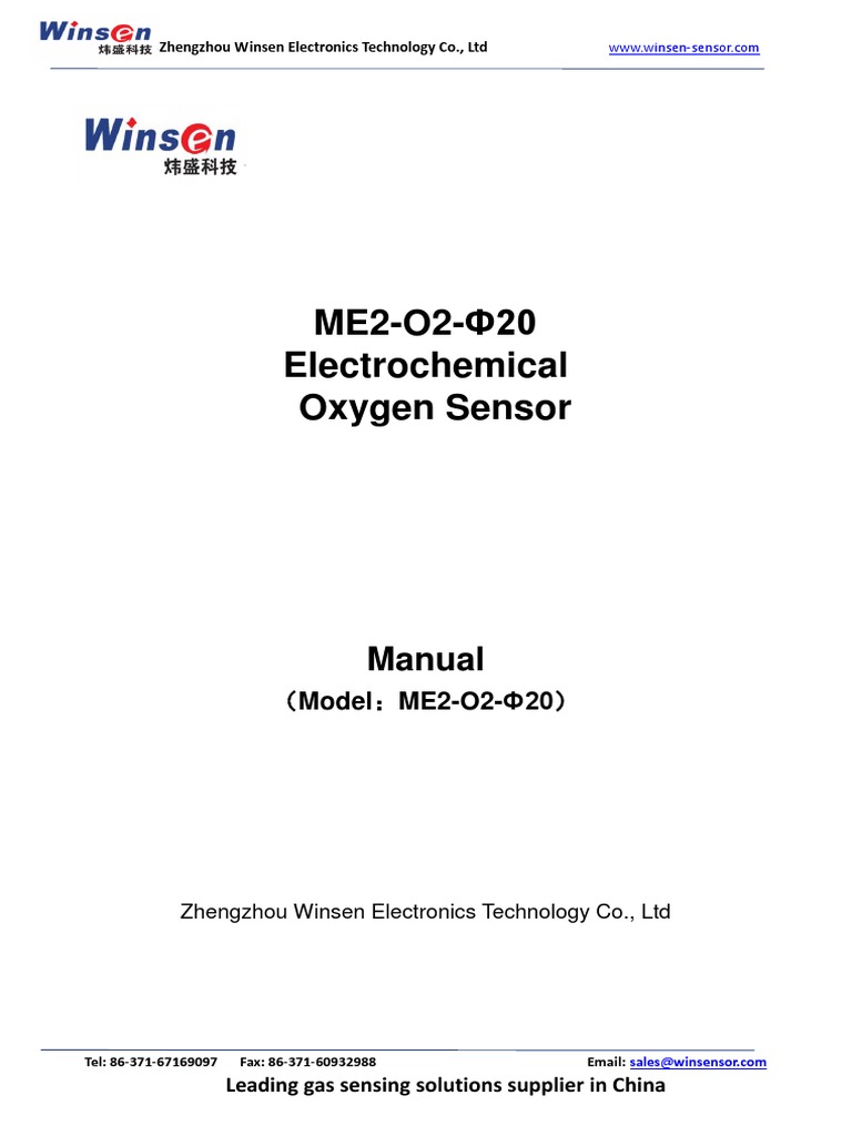 ME2-O2-Ф20 Electrochemical Oxygen Sensor: Manual | PDF ...