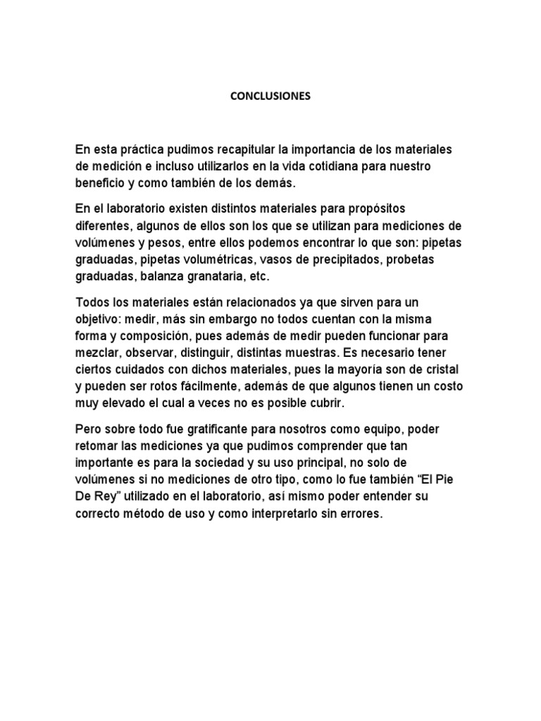 Conclusiones Practica de Mediciones | PDF