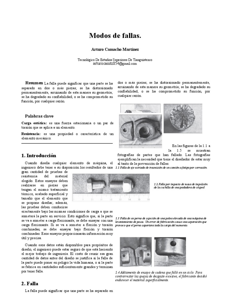 Modos de Falla | Descargar gratis PDF | Fatiga (material) | Fluencia ...