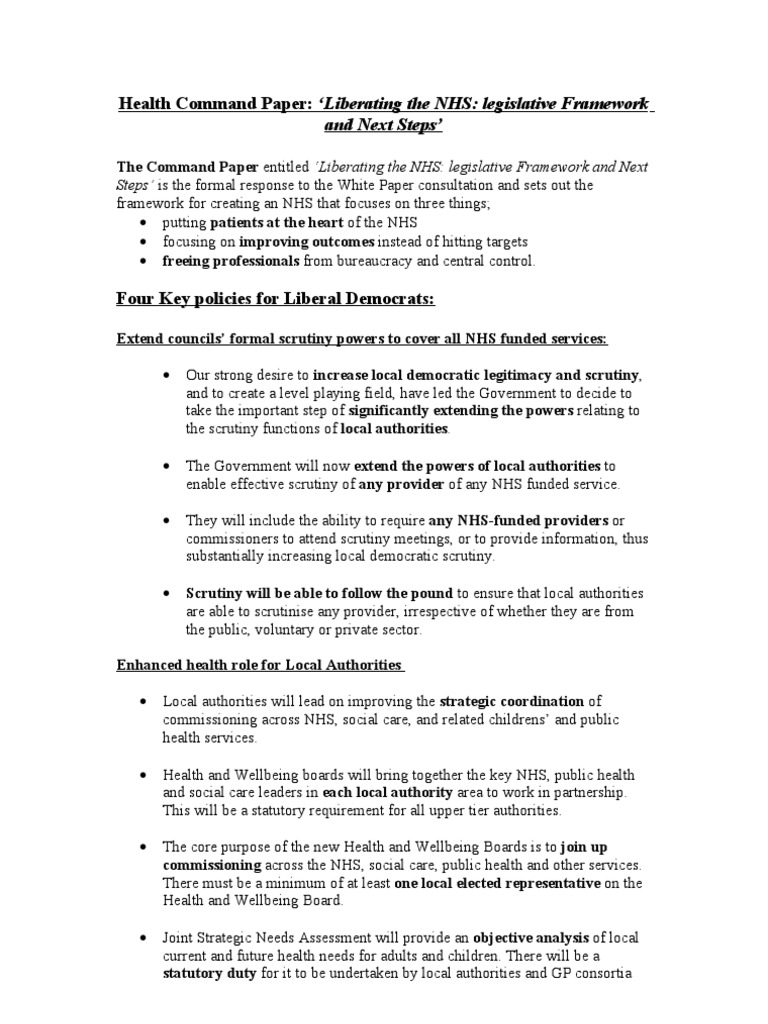 Nhs Command Paper | PDF | National Health Service | General Practitioner