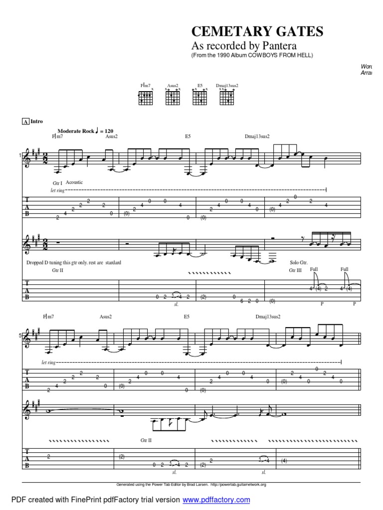 Pantera Cemetary Gates | PDF | Recorded Music | Rock Music