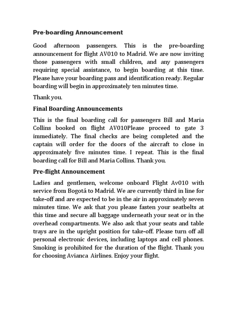 Final Boarding Announcements | PDF