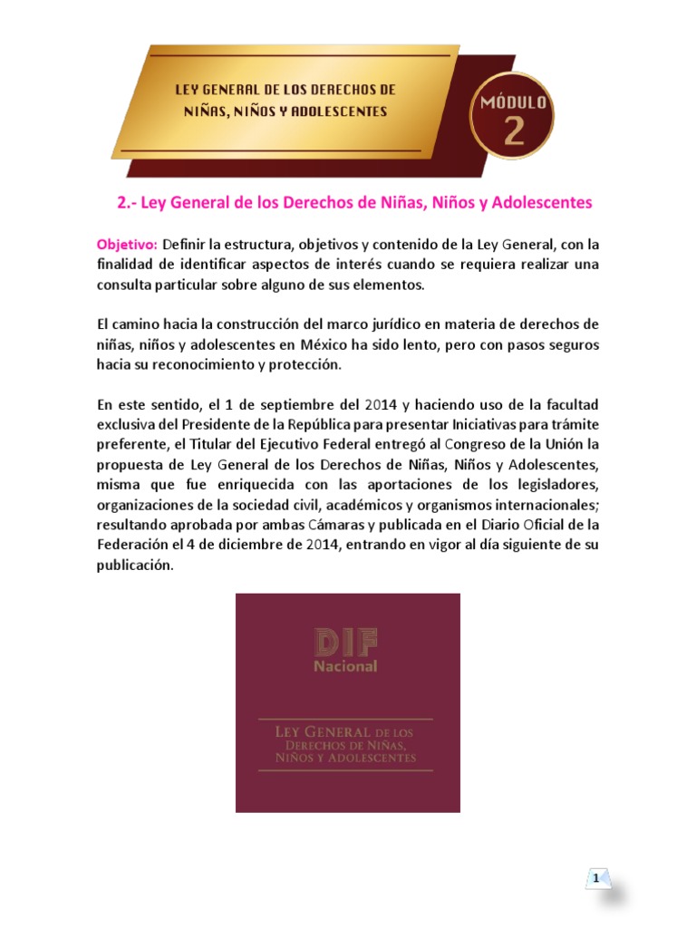 Lectura 6 Tema 2 Ley General de Los Derechos de Niñas, Niños y ...