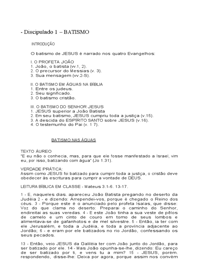 BATISMO | PDF | Batismo | Jesus
