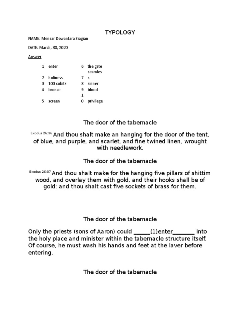 TYPOLOGY-the-DOOR | Download Free PDF | Tabernacle