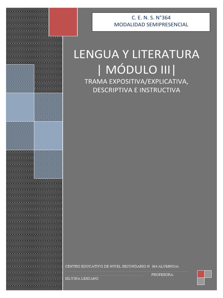 Cens 364 - Lengua y Literatura - Módulo III - Trama Expos. Descrip e Instructiva | PDF | Araña