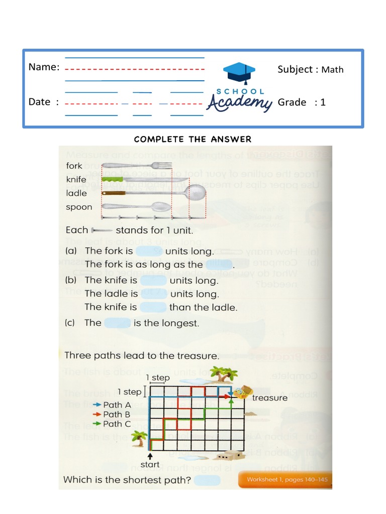 Name: Date: Subject: Grade: 1: Complete The Answer | PDF