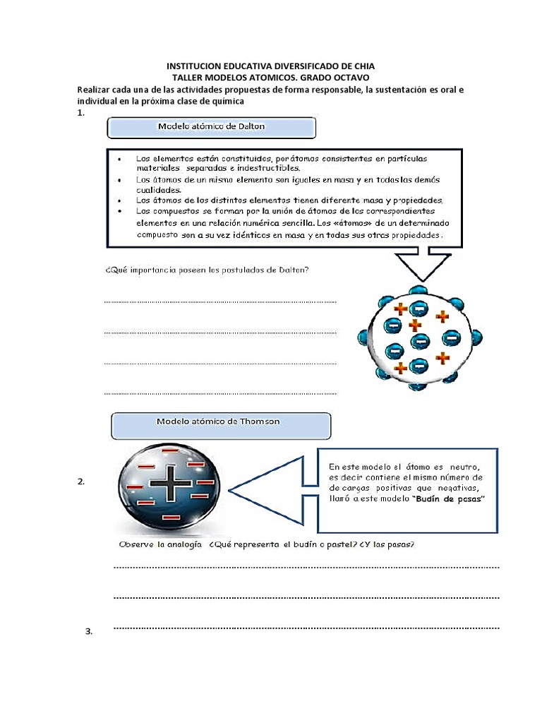 Taller Modelos Atomicos | PDF | Átomos | Elementos químicos