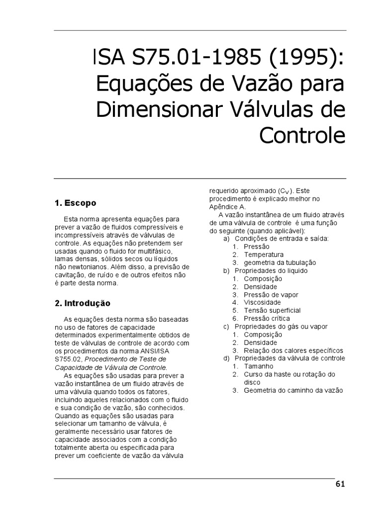 Impressao ISA 75.01 | PDF | Descarga (hidrologia) | Pressão