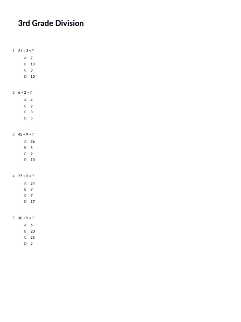3rd Grade Division | PDF
