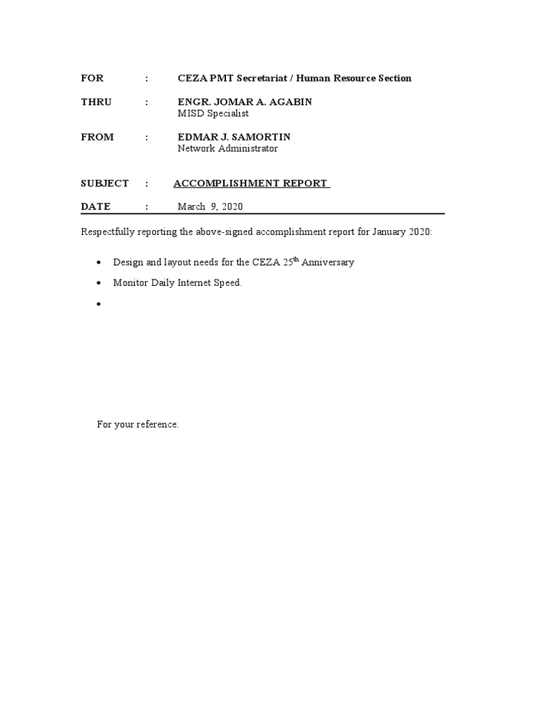 ACCOMPLISHMENT REPORT May 2019 | PDF