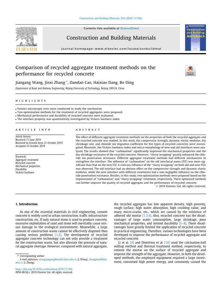 Construction and Building Materials: Jiangang Wang, Jinxi Zhang, Dandan Cao, Haixiao Dang, Bo ...