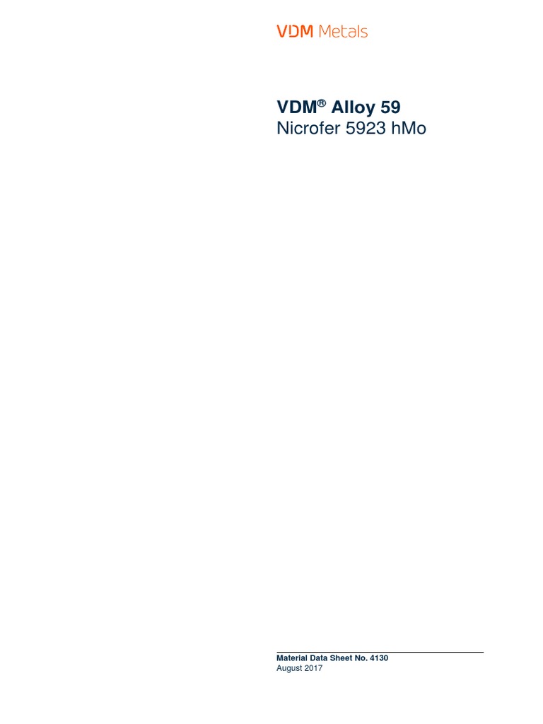 Data Sheet VDM Alloy 59 | PDF | Welding | Construction