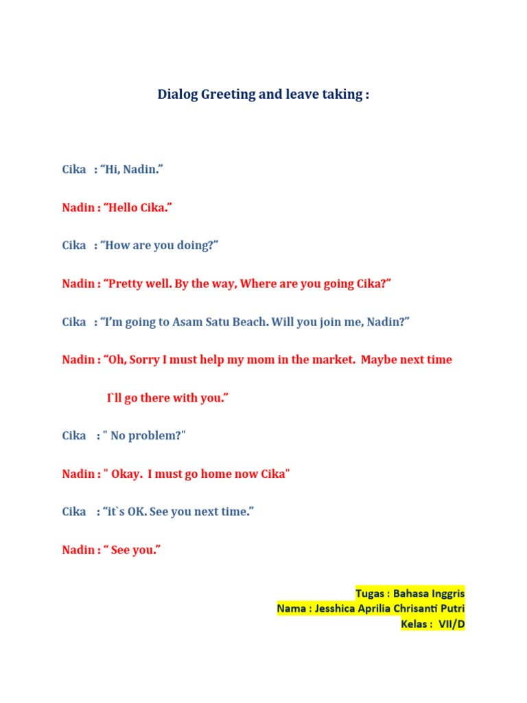 Dialog Greeting and Leave Taking | PDF