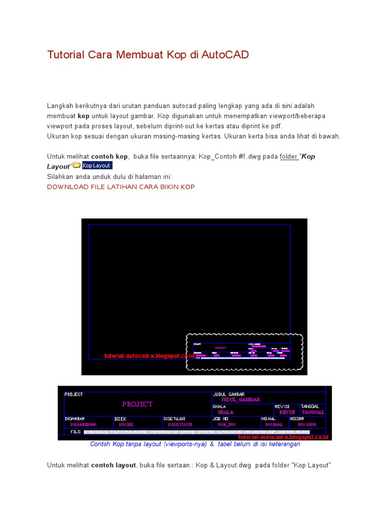Tutorial Cara Membuat Kop Di AutoCAD | PDF