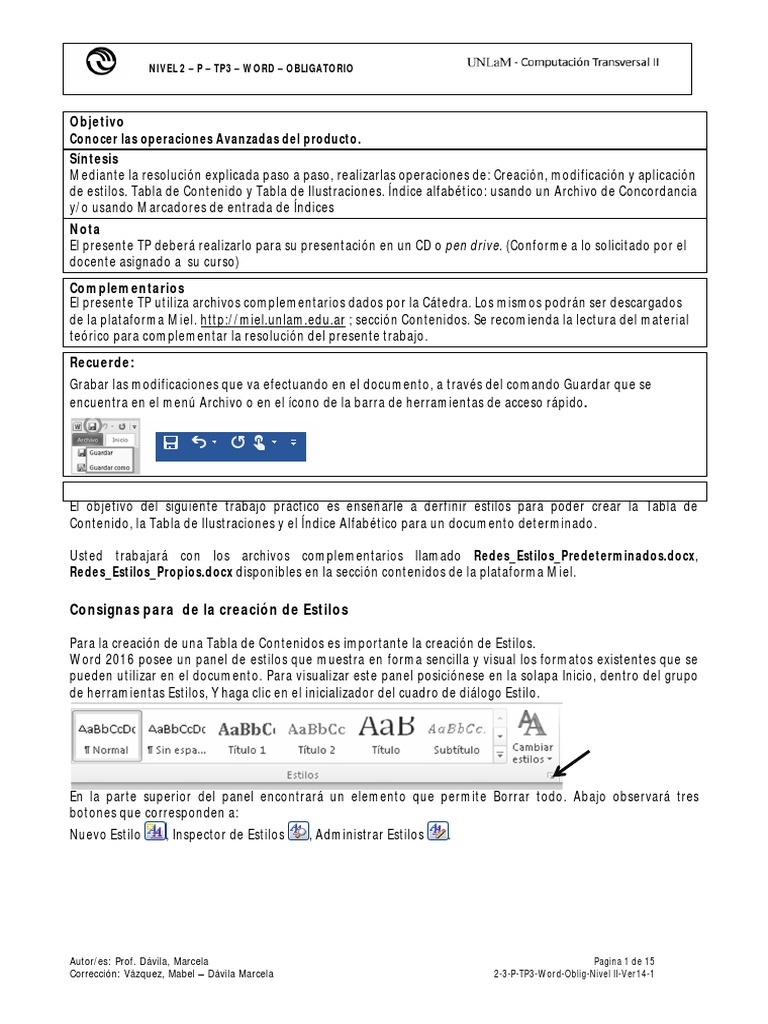 2 3 P TP3 Word Oblig Nivel II Ver14 11 | PDF | Microsoft Word | Archivo de computadora