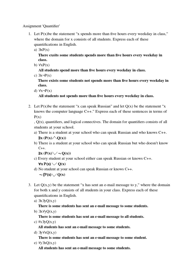 Assignment Quantifier 16 Marh 2020-Dikonversi | PDF | Logical Expressions | Logic