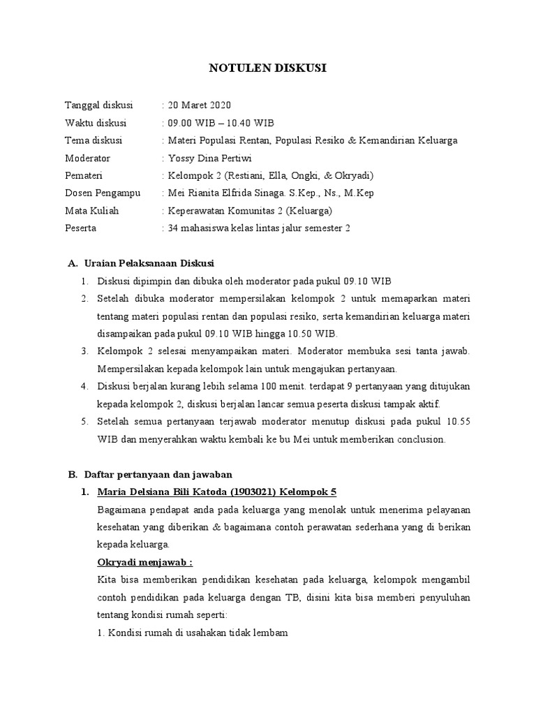 Notulen Diskusi | PDF | Pengembangan Diri
