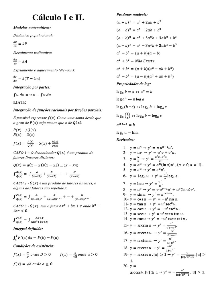 Cálculo I - Resumo Teórico | PDF | Cálculo | Conceitos matemáticos