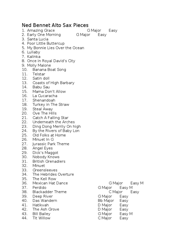 Ned Bennet Alto Sax Pieces | PDF