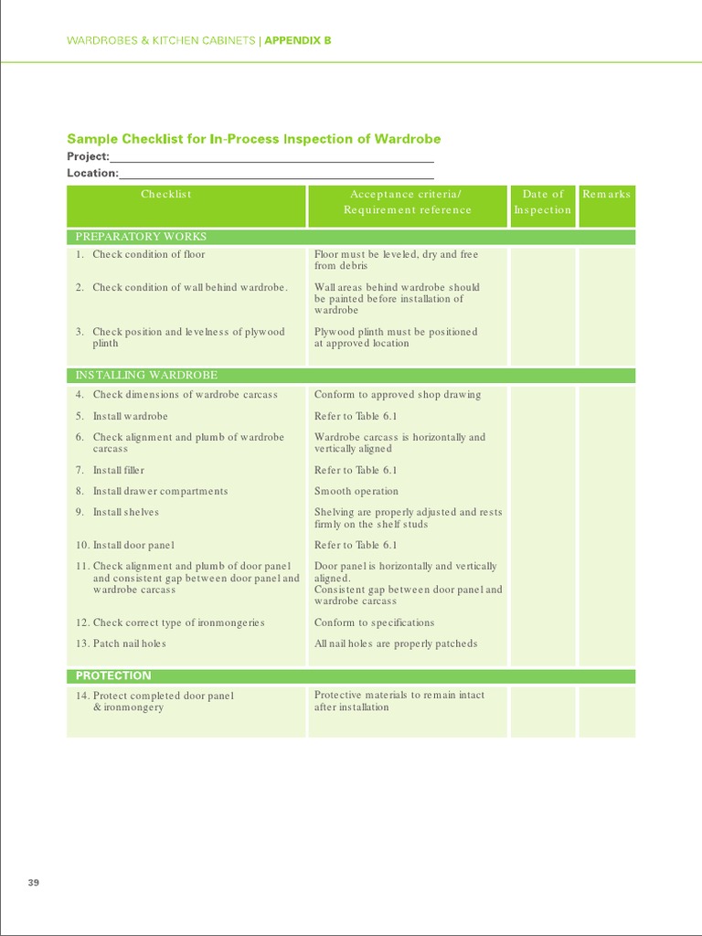 Checklist Remarks Acceptance Criteria/ Requirement Reference Date of ...