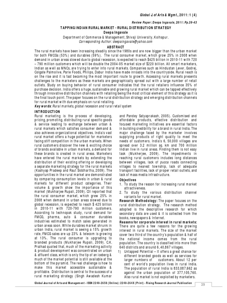 Rural Distribution Strategies in India | PDF | Retail | Marketing