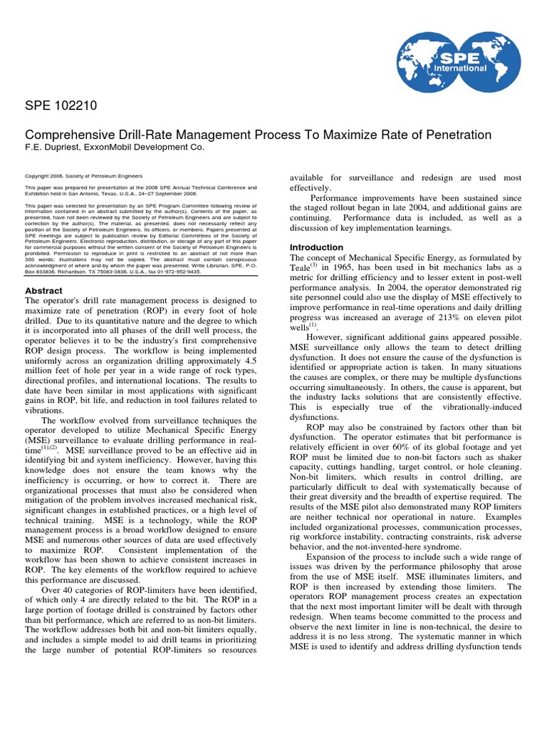 Spe 102210 MS | PDF | Expert | Risk