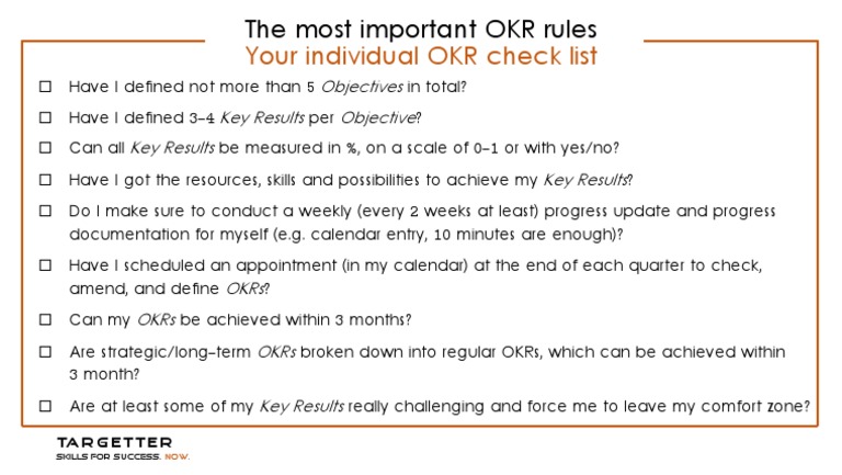 Your Individual OKR Check List: The Most Important OKR Rules | PDF ...