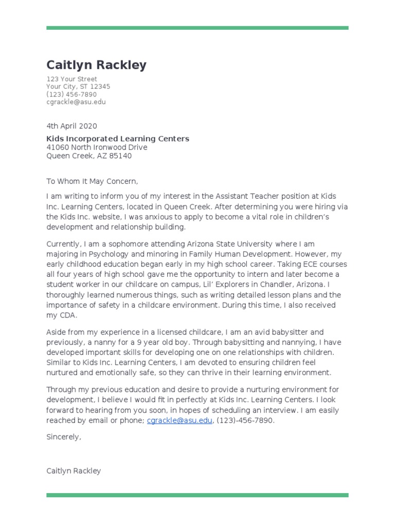 Cover Letter Assignment | PDF