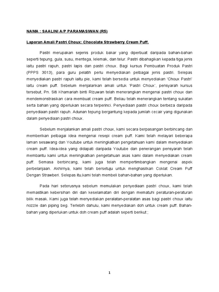 Laporan Amali Pastri Choux | PDF