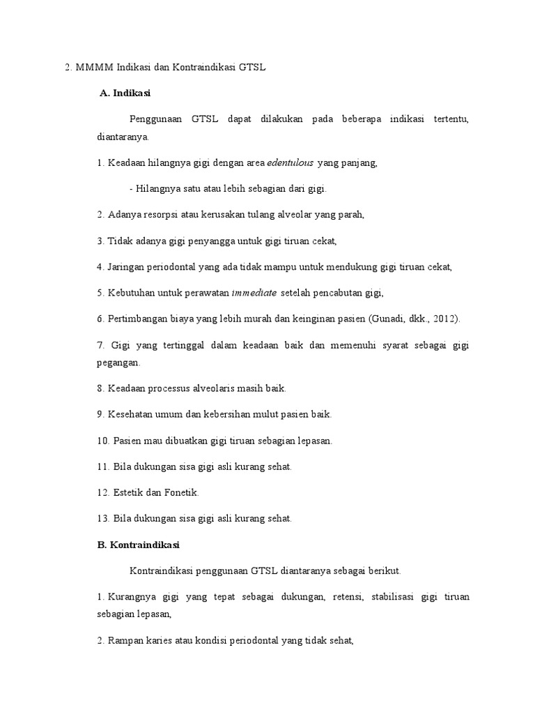 Indikasi dan Kontraindikasi GTSL | PDF | Kesehatan Holistik | Sains ...
