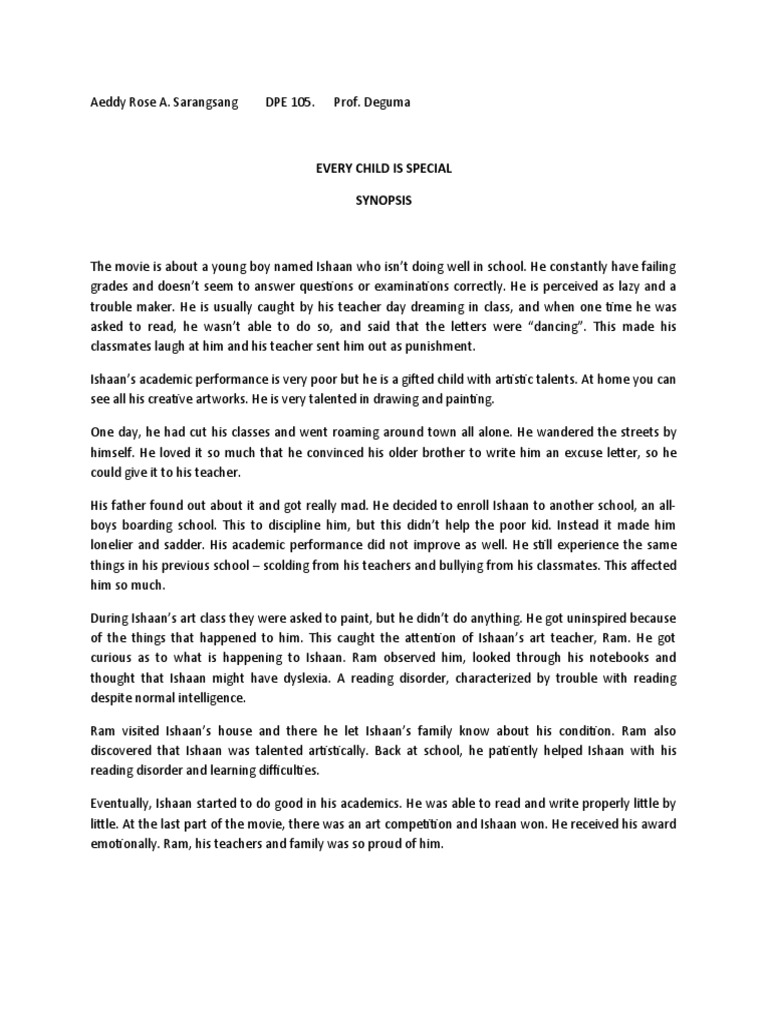 Every Child Is Special Reflection Paper | PDF | Dyslexia | Learning Disability