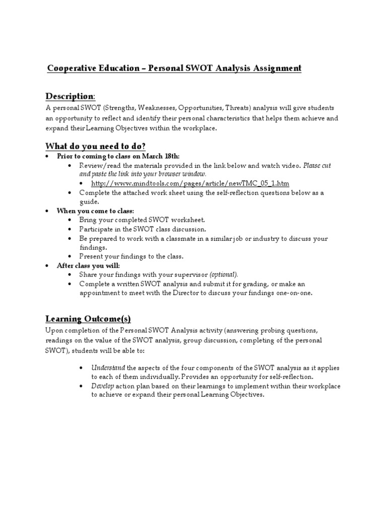 SWOT Analysis Assignment | PDF | Swot Analysis | Applied Psychology