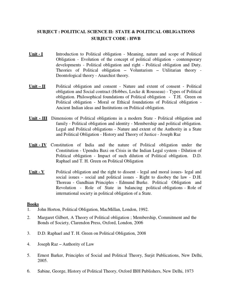 An Analysis of Political Obligation and Theories of Consent in a Modern ...