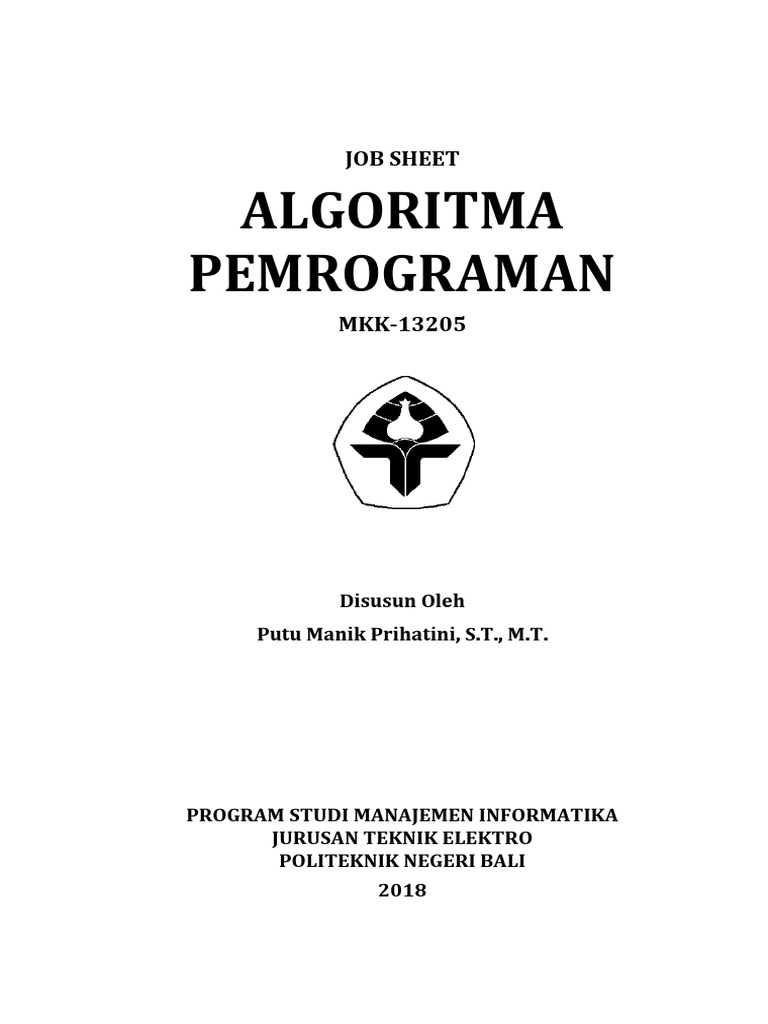 Jobsheet Algoritma Pemrograman 2018 PDF | PDF | Metode & Bahan Ajar