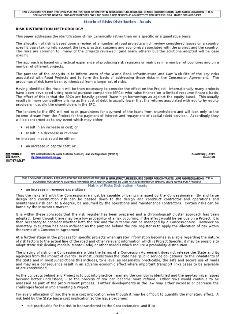 Risk Distribution Methodology: Matrix of Risks Distribution - Roads ...