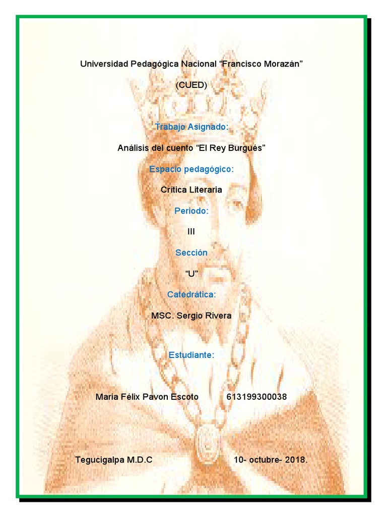 Análisis del cuento El Rey Burgués | PDF | Narración | Cuentos
