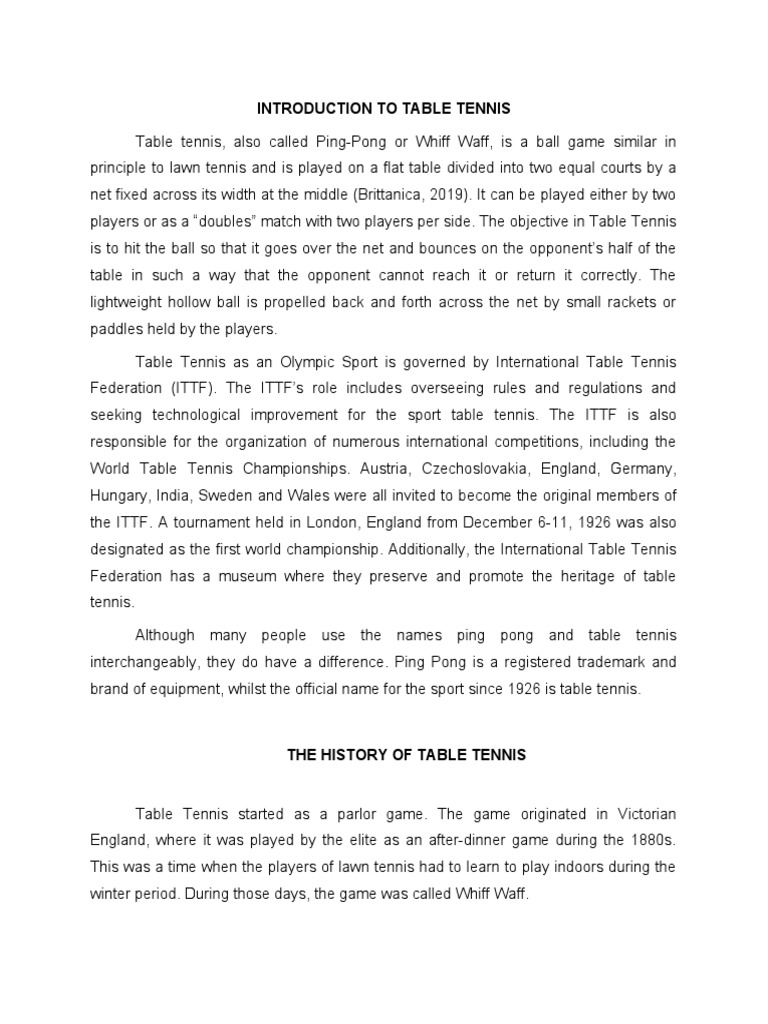 Table Tennis | PDF | Table Tennis | Individual Sports