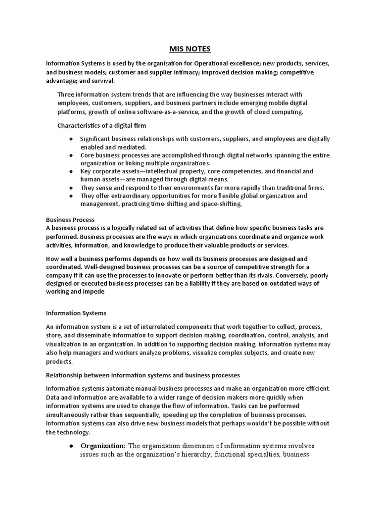 MIS Notes Consolidated | PDF | Databases | Business Intelligence