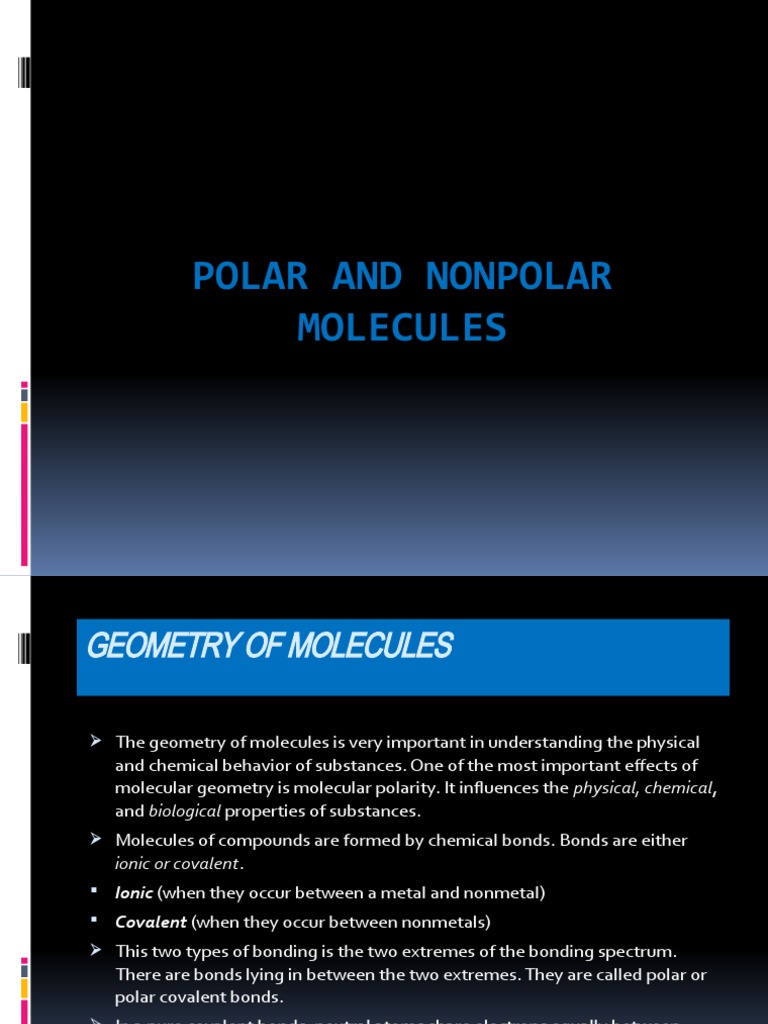 Polar Molecules | PDF | Chemical Polarity | Ionic Bonding