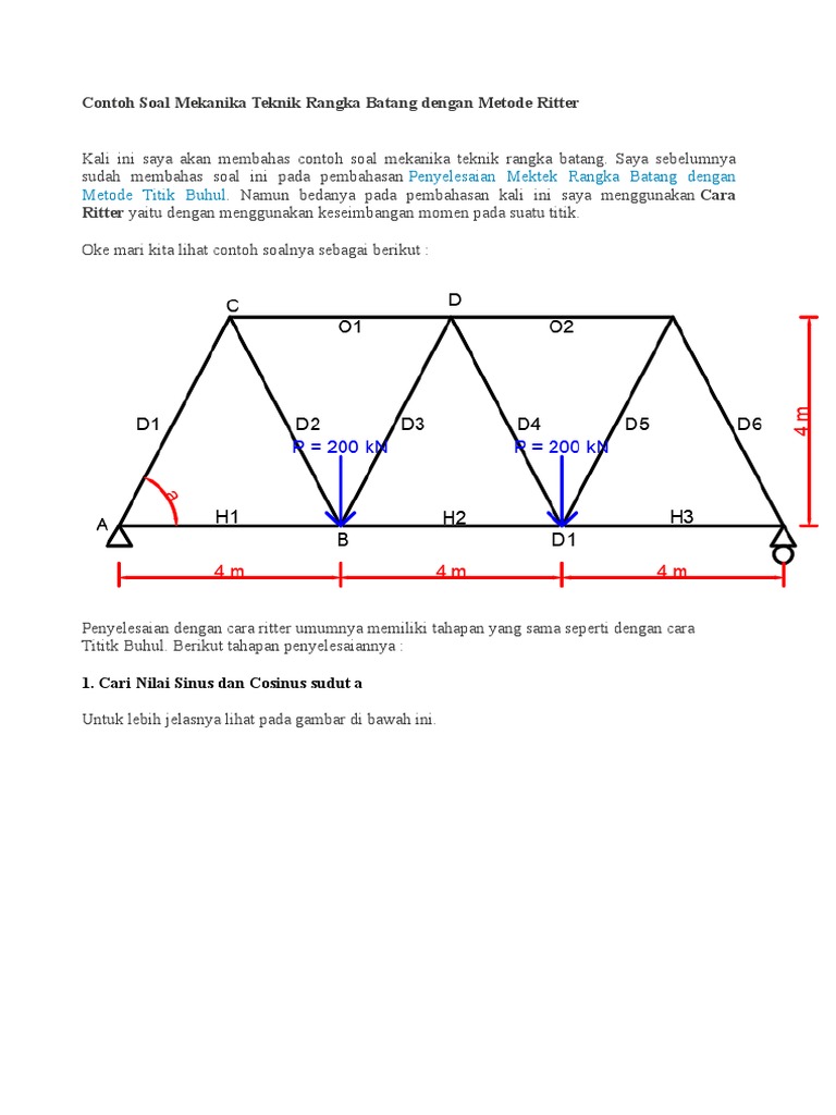 MENGANALISIS RANGKA BATANG DENGAN METODE RITTER | PDF