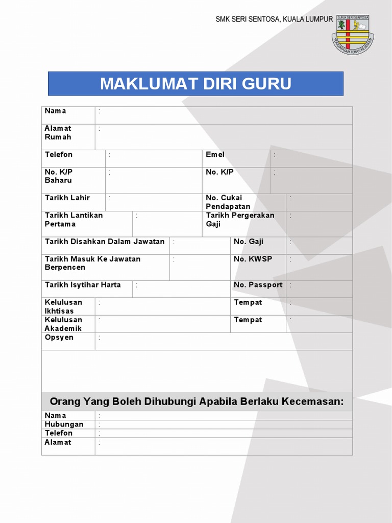 2 - Maklumat Diri Guru | PDF