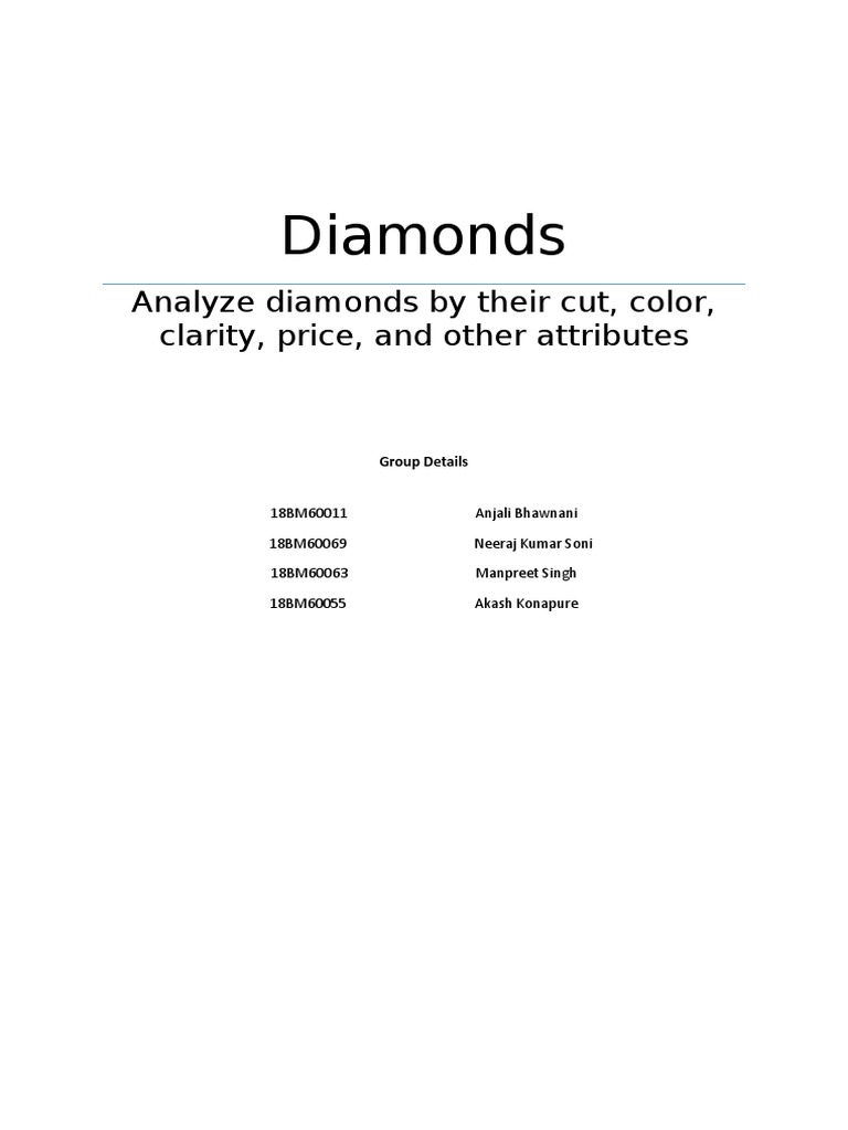 Diamonds: Analyze Diamonds by Their Cut, Color, Clarity, Price, and ...